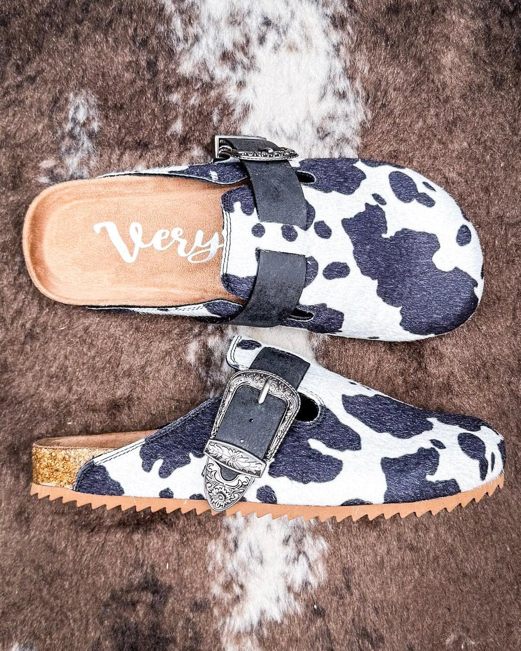 Andi Slip on Mule in Black Cow Print by Very G | Bronco Western Supply Co.