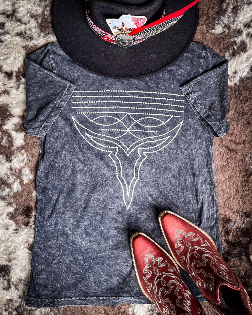 Western Boot Stitch Graphic Tee - Black | Bronco Western Supply Co.